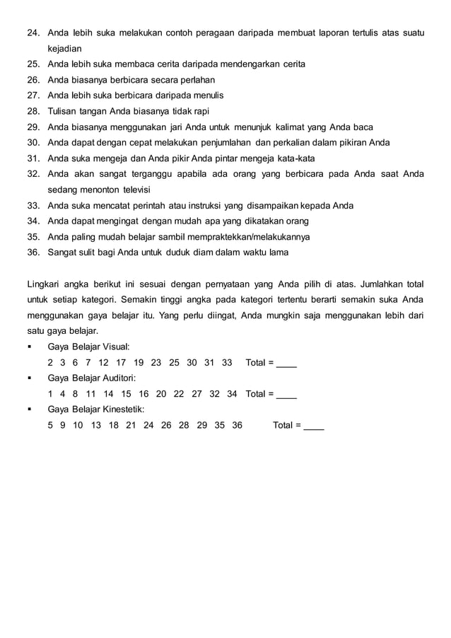 Gaya belajar kuis | DOCX