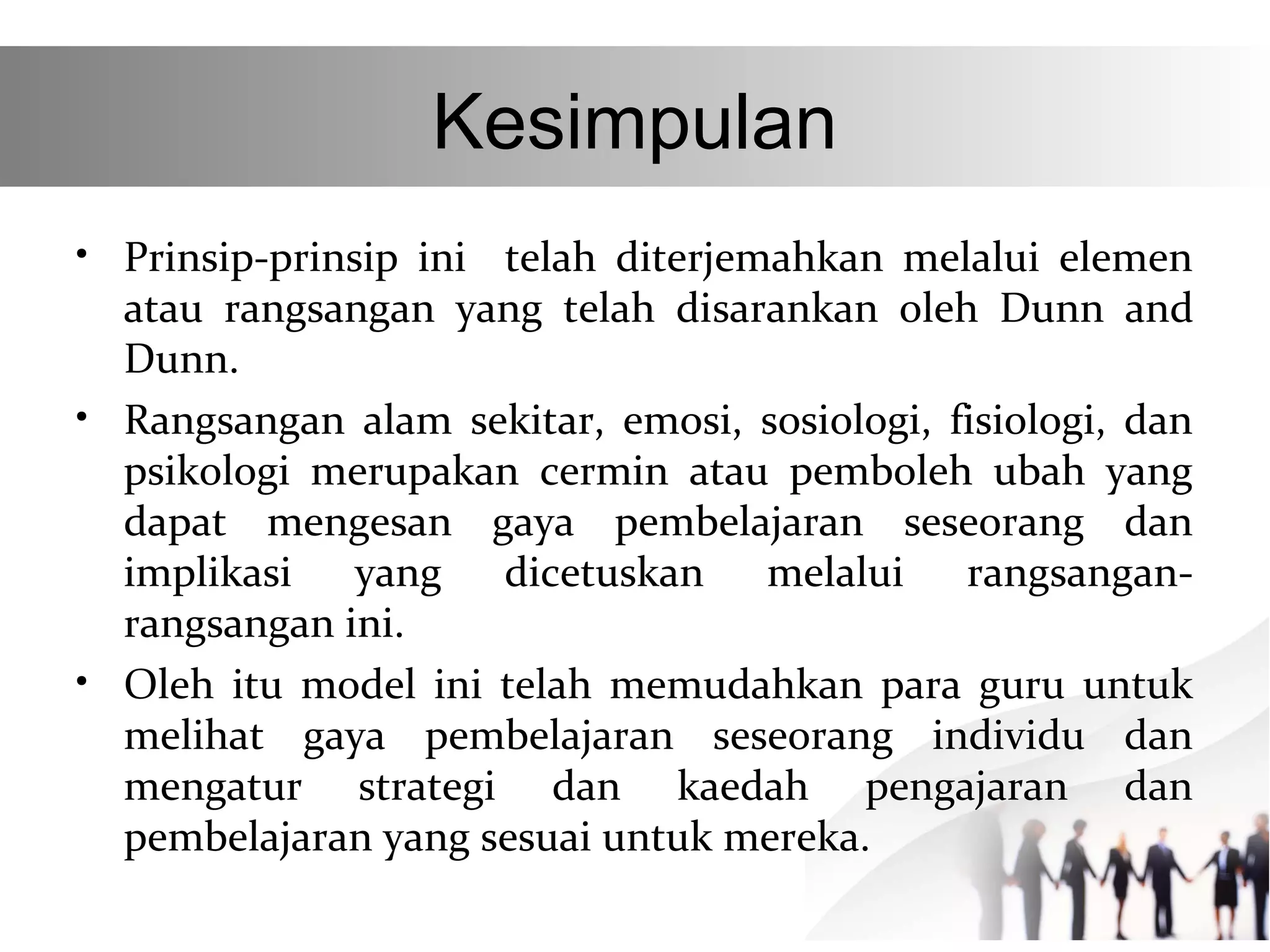 Gaya Pembelajaran Model Dunn & Dunn | PPT