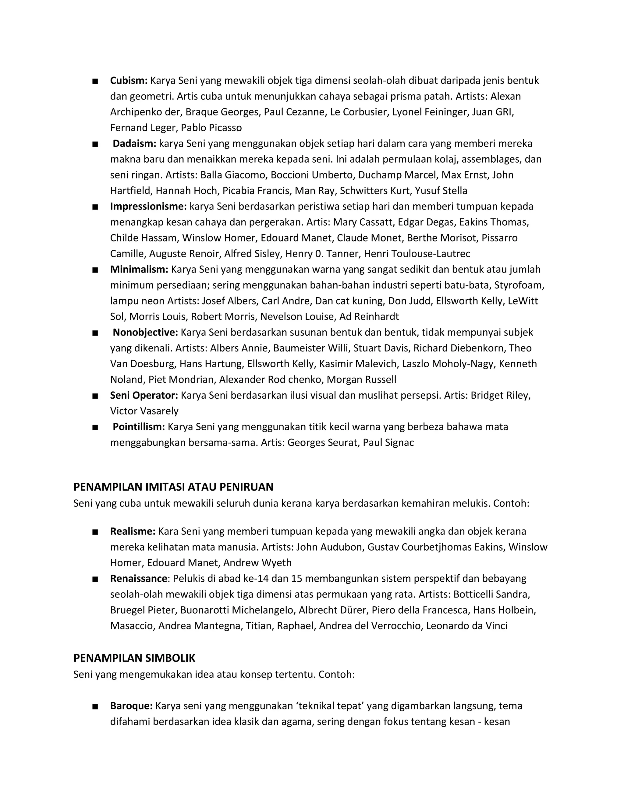 Gaya penampilan karya seni halus | PDF
