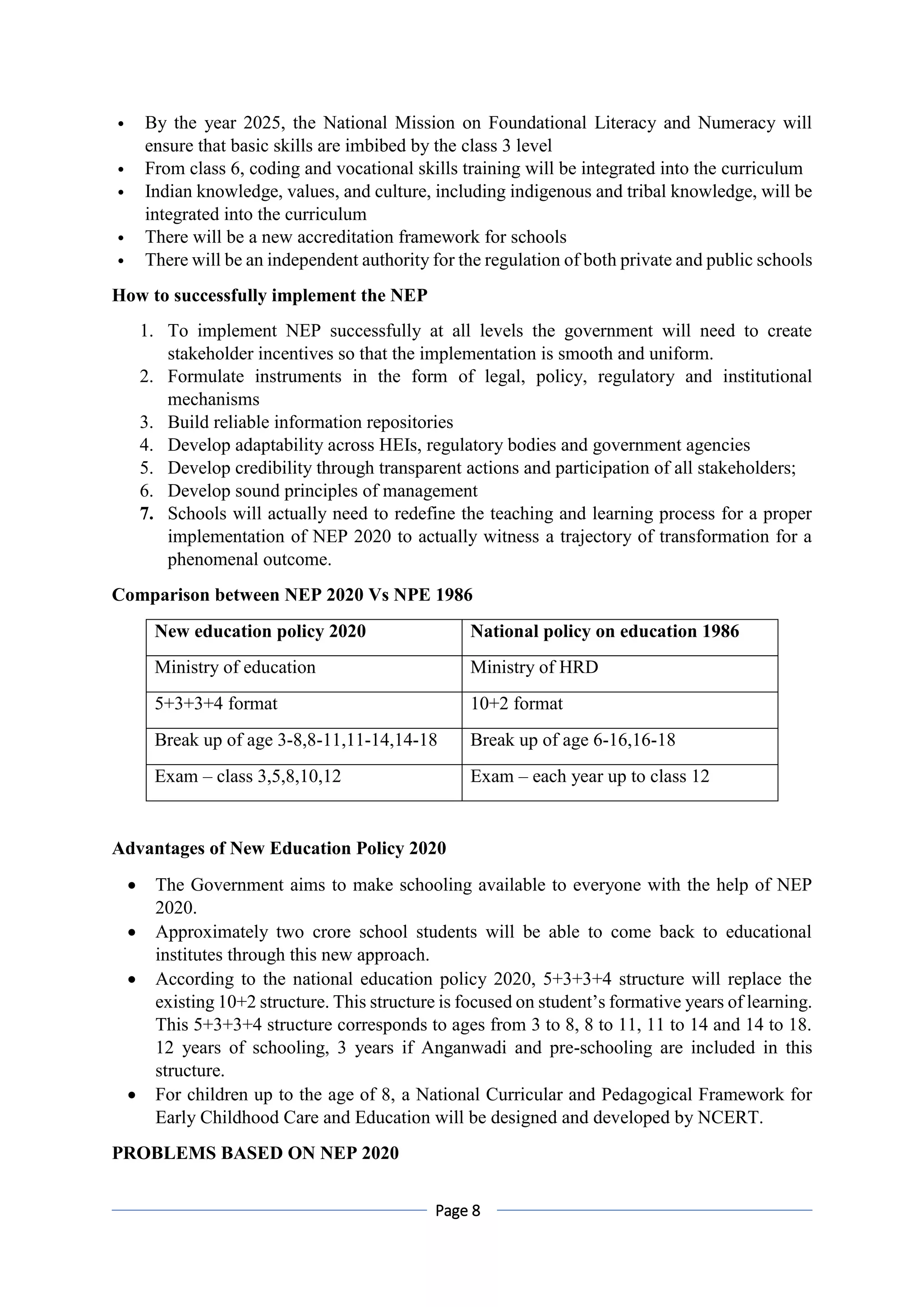 A study on the impact of nep 2020 in school | PDF