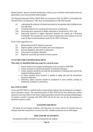 A study on the impact of nep 2020 in school | PDF