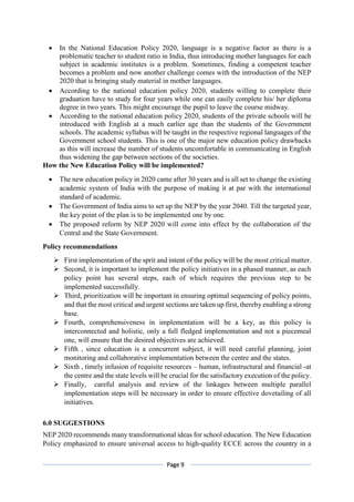 A study on the impact of nep 2020 in school | PDF