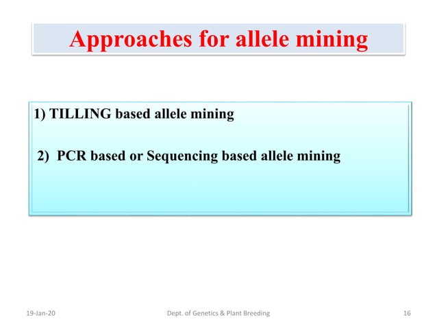 Allele mining in crop improvement | PPTX | Genetics | Science