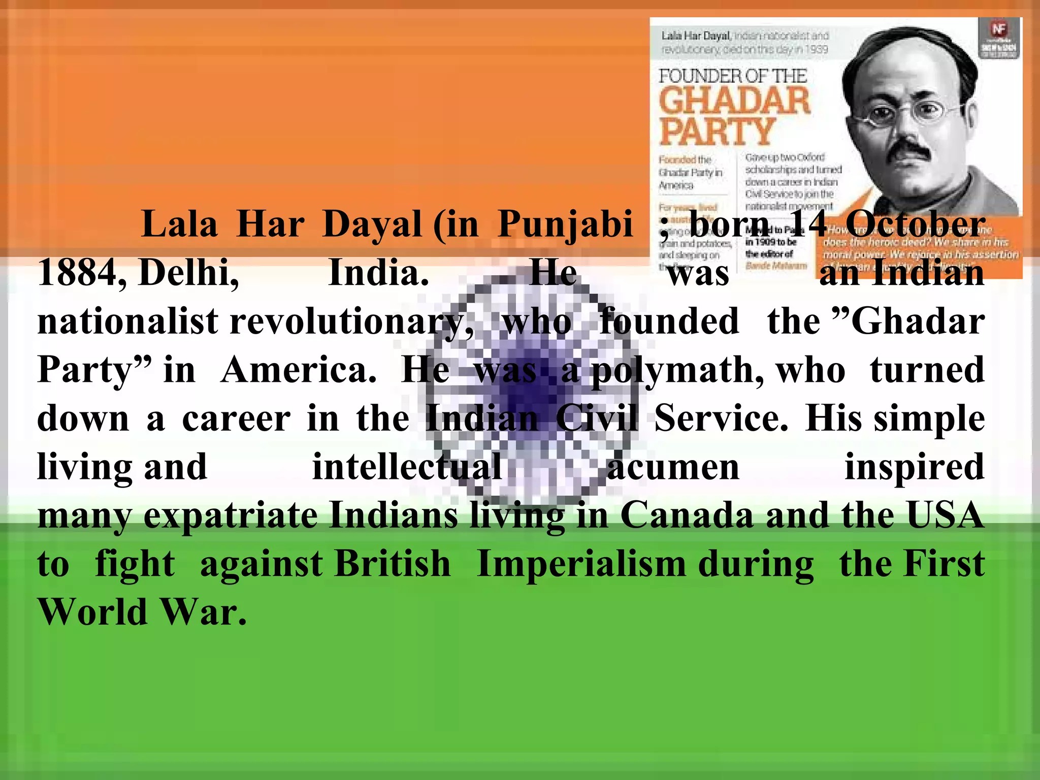 Lala Har Dayal | PPT
