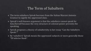 Gayatri spivak and the subaltern | PPT