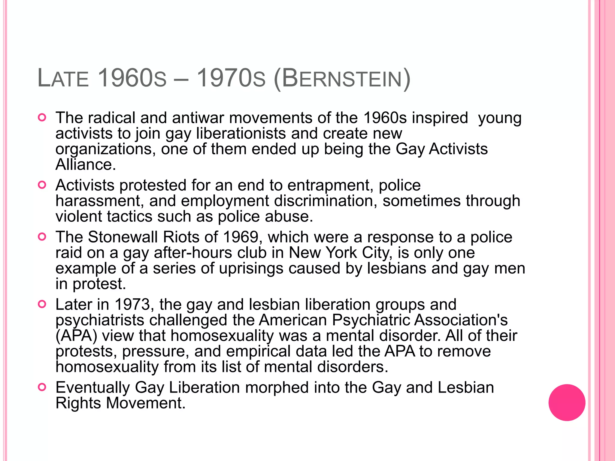 Gay and Lesbian Rights Timeline | PPTX