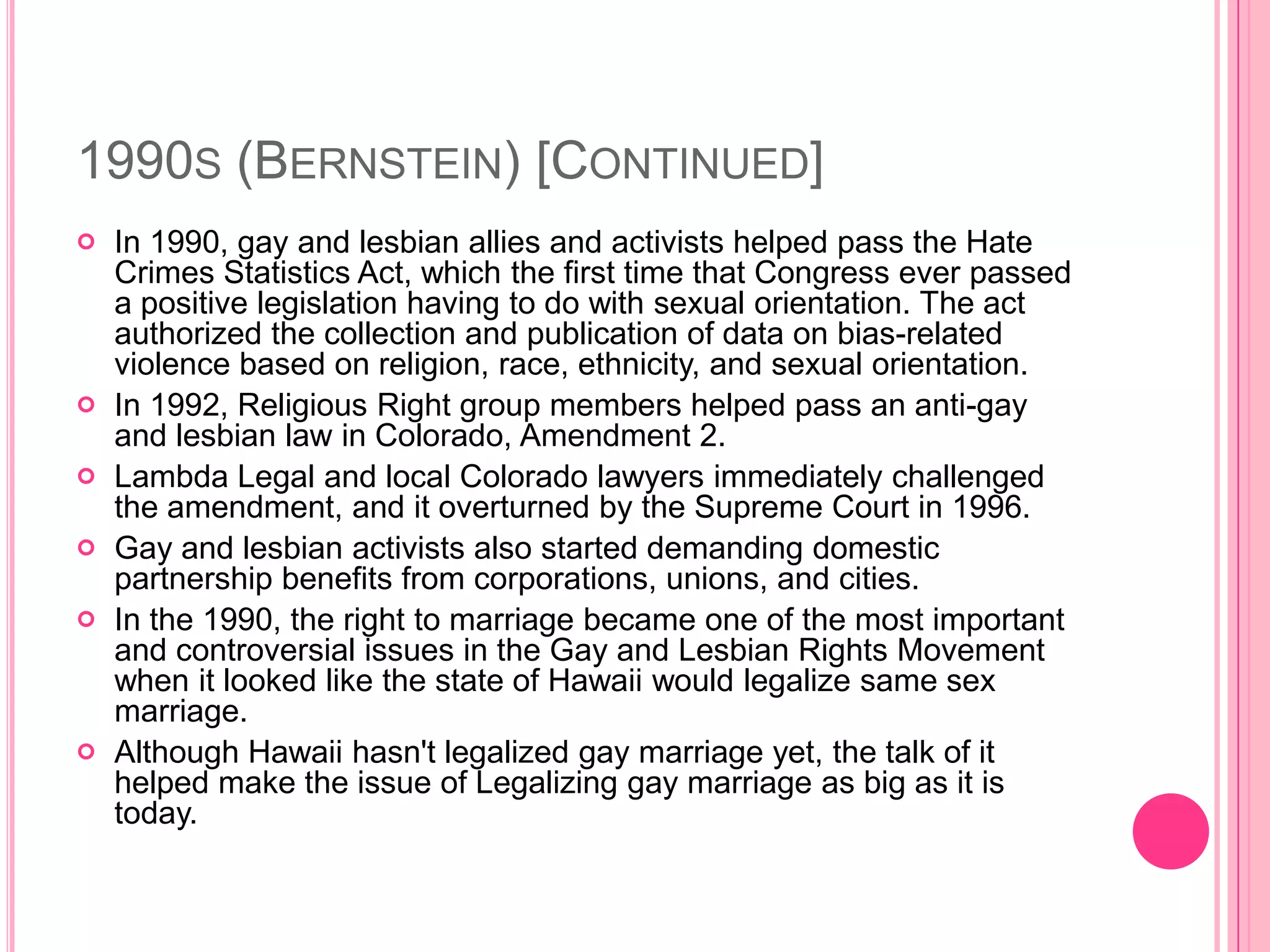 Gay and Lesbian Rights Timeline | PPTX