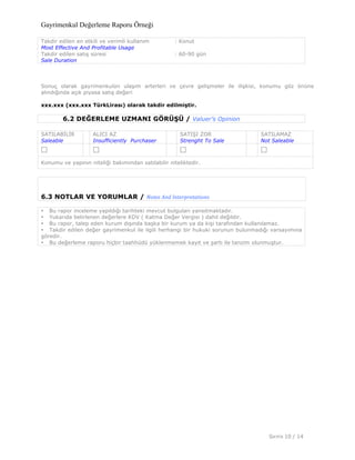 Gayrimenkul Değerleme Raporu Örneği | PDF