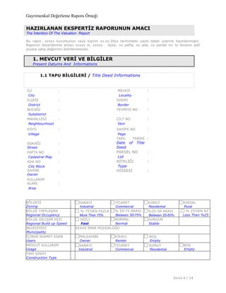 Gayrimenkul Değerleme Raporu Örneği | PDF