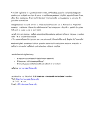 Gazduire sediu social | DOCX