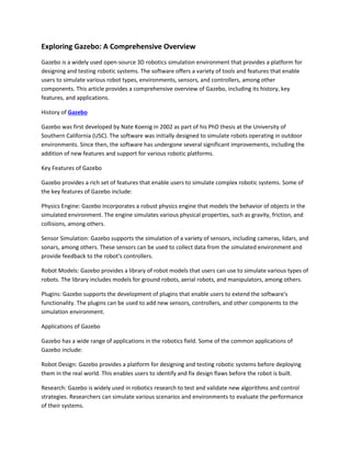 Gazebo.docx | Robotics | Technology & Computing