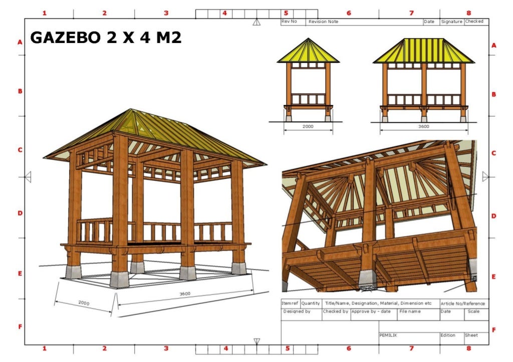 Design Gazebo Standard Konstruksi Kayu Kelapa/Glugo