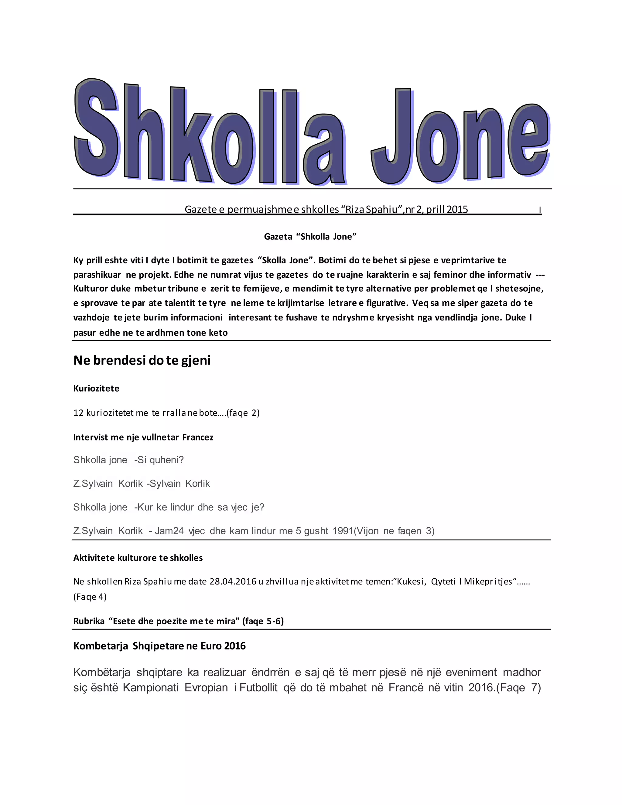 Gazete ditore e shkolles | PDF