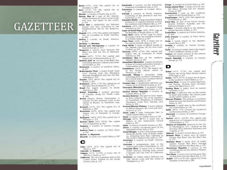 Gazetteer world geography Gazetteer world geography