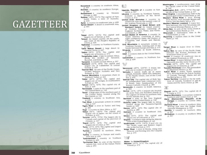 Gazetteer world geography Gazetteer world geography