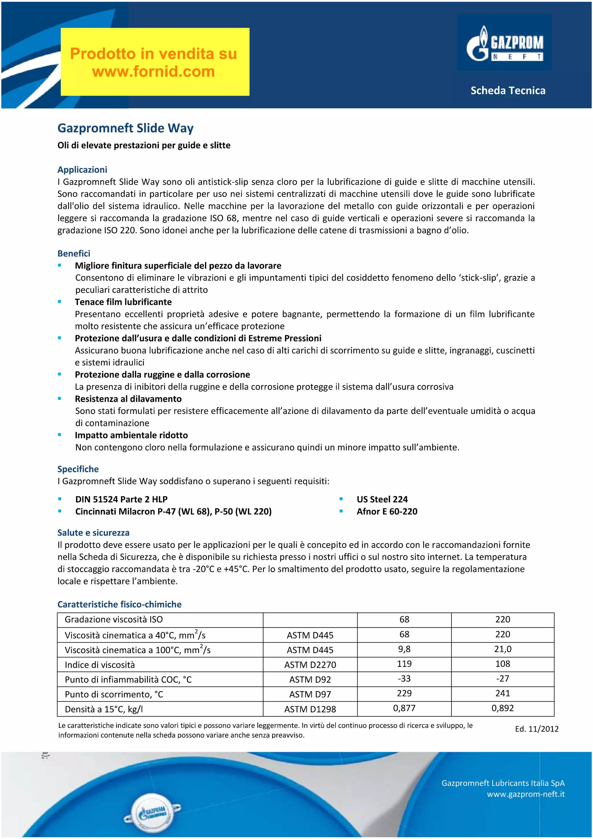 Olio per guide e slitte Gazprom Slide Way ISO 68 220 | PDF