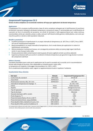 Grasso a base di calcio - Gazpromneft Supergrease CX 2 - Fornid | PDF