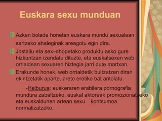 Gazteak, Sexualitatea Eta Euskara | PPT