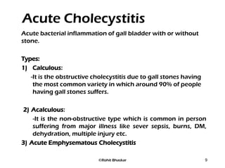 CHOLECYSTITIS & CHOLECYSTECTOMY - Dr Rohit Bhaskar | PDF