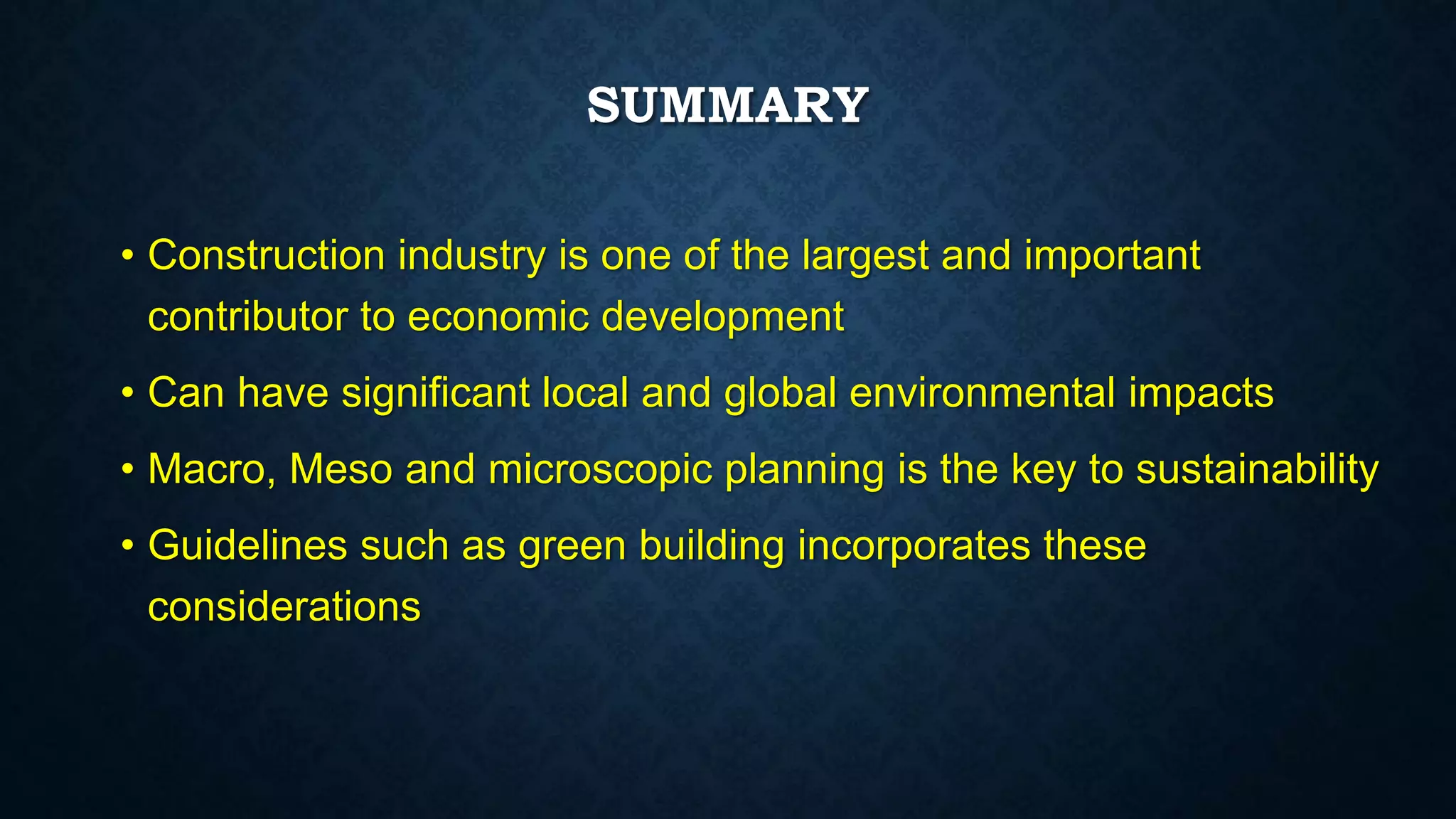 Environmental Impact & Sustainability of Construction | PPTX