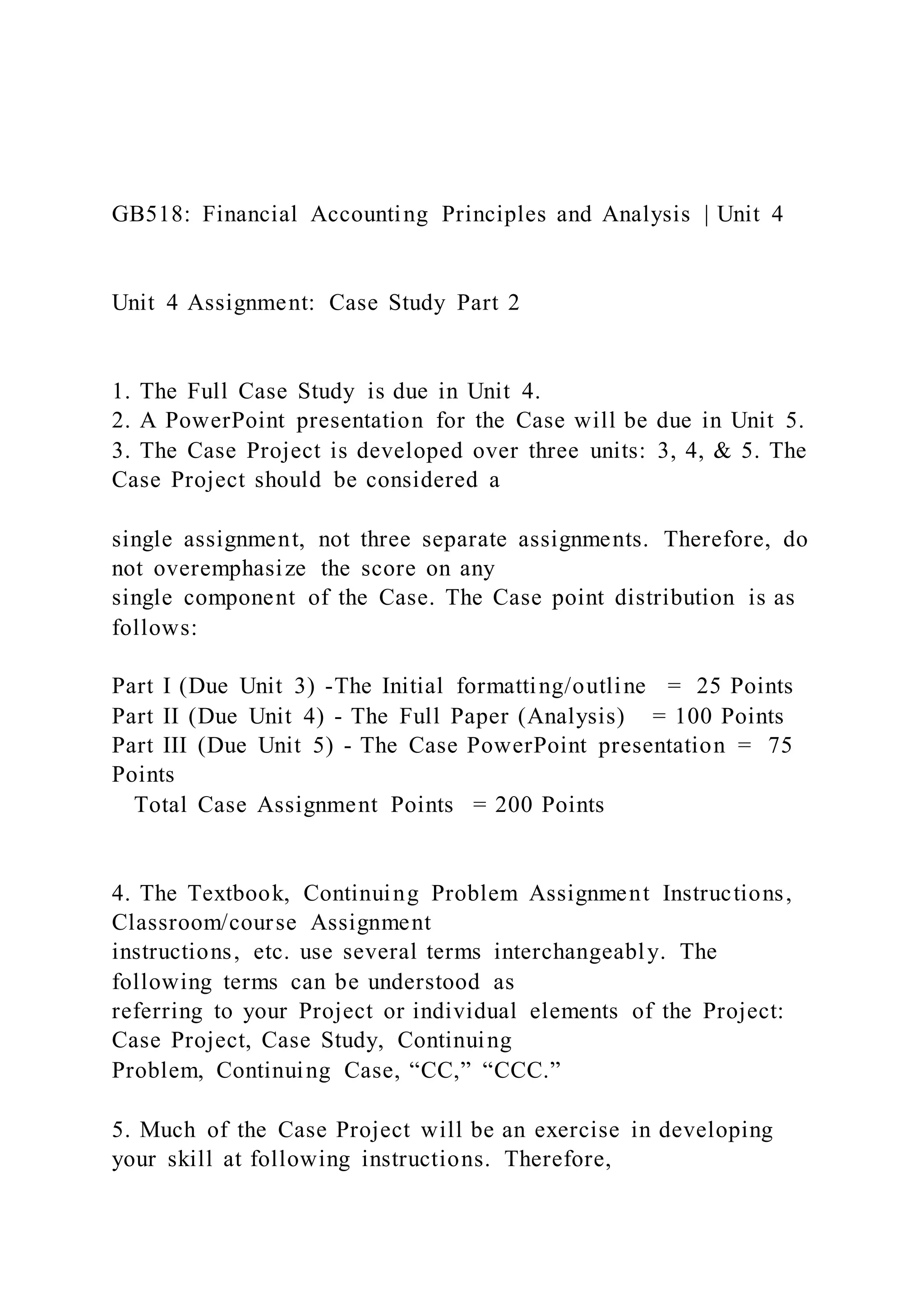 GB518 Financial Accounting Principles and Analysis Unit 3 | DOCX