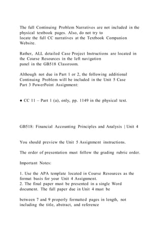 GB518 Financial Accounting Principles and Analysis Unit 3 | DOCX