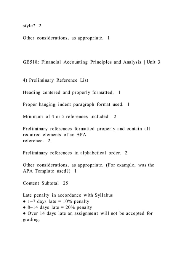 GB518 Financial Accounting Principles and Analysis Unit 3 | PDF