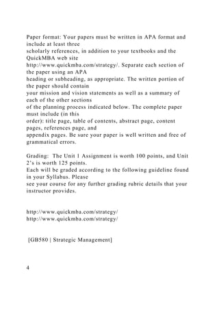 [GB580 Strategic Management] 1 Unit 1 and .docx