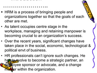 CHANGING TRENDS, CHALLENGES & ISSUES IN HRM | PPTX