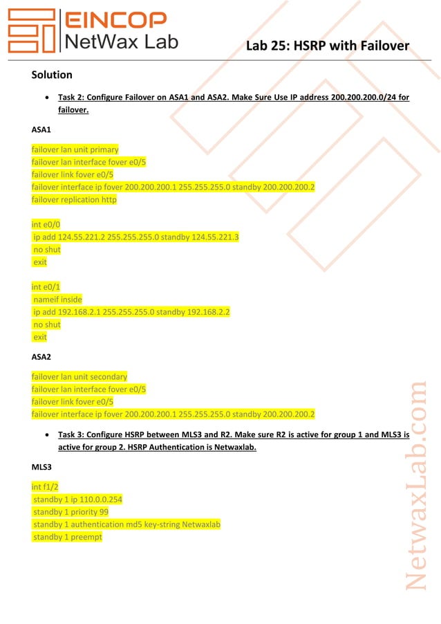 Nxll25 hsrp with failover | PDF
