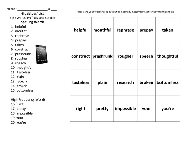 Gb base words, prefixes, suffixes | PDF