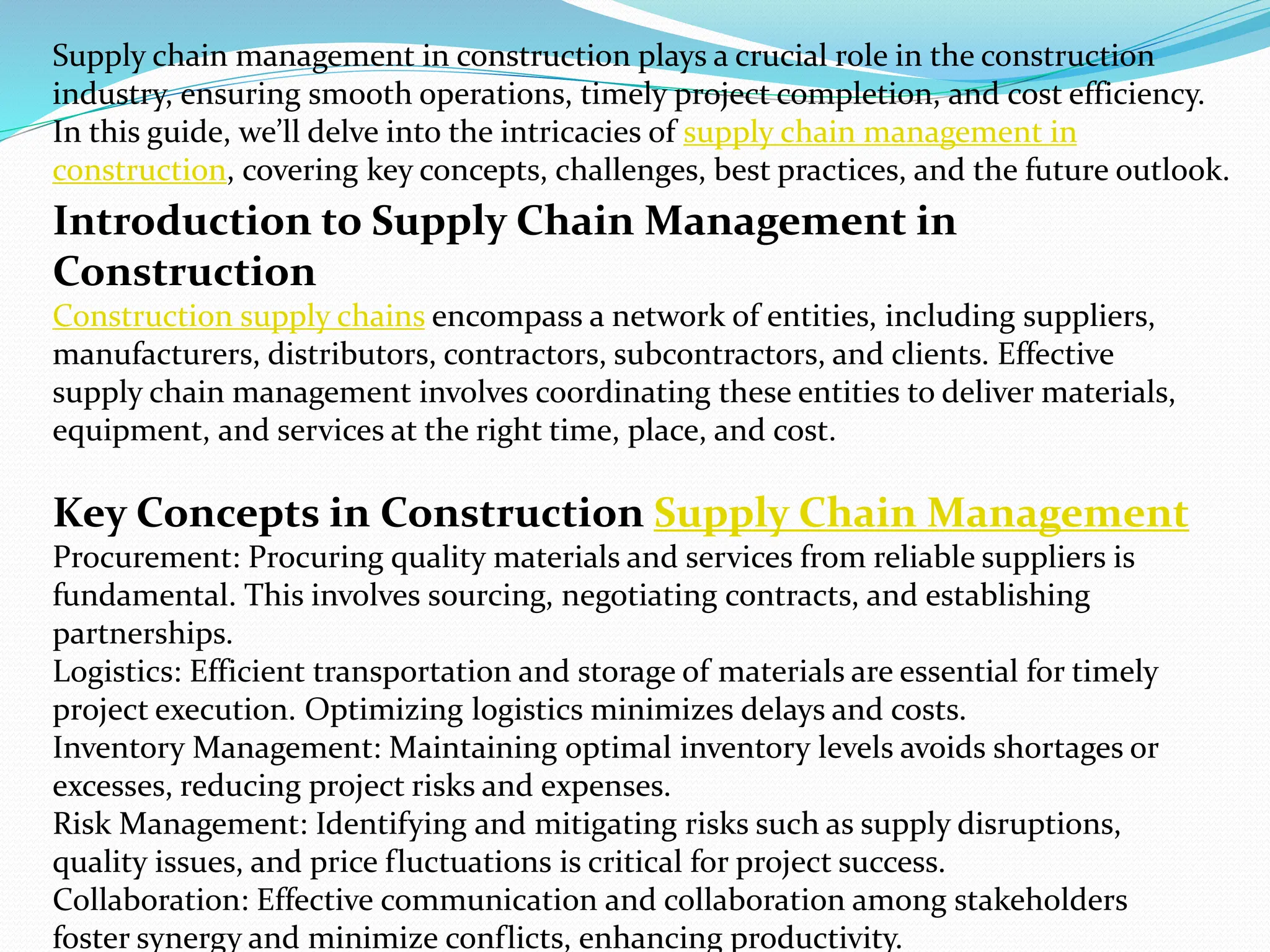 Comprehensive Guide to Supply Chain Management in Construction | PPTX