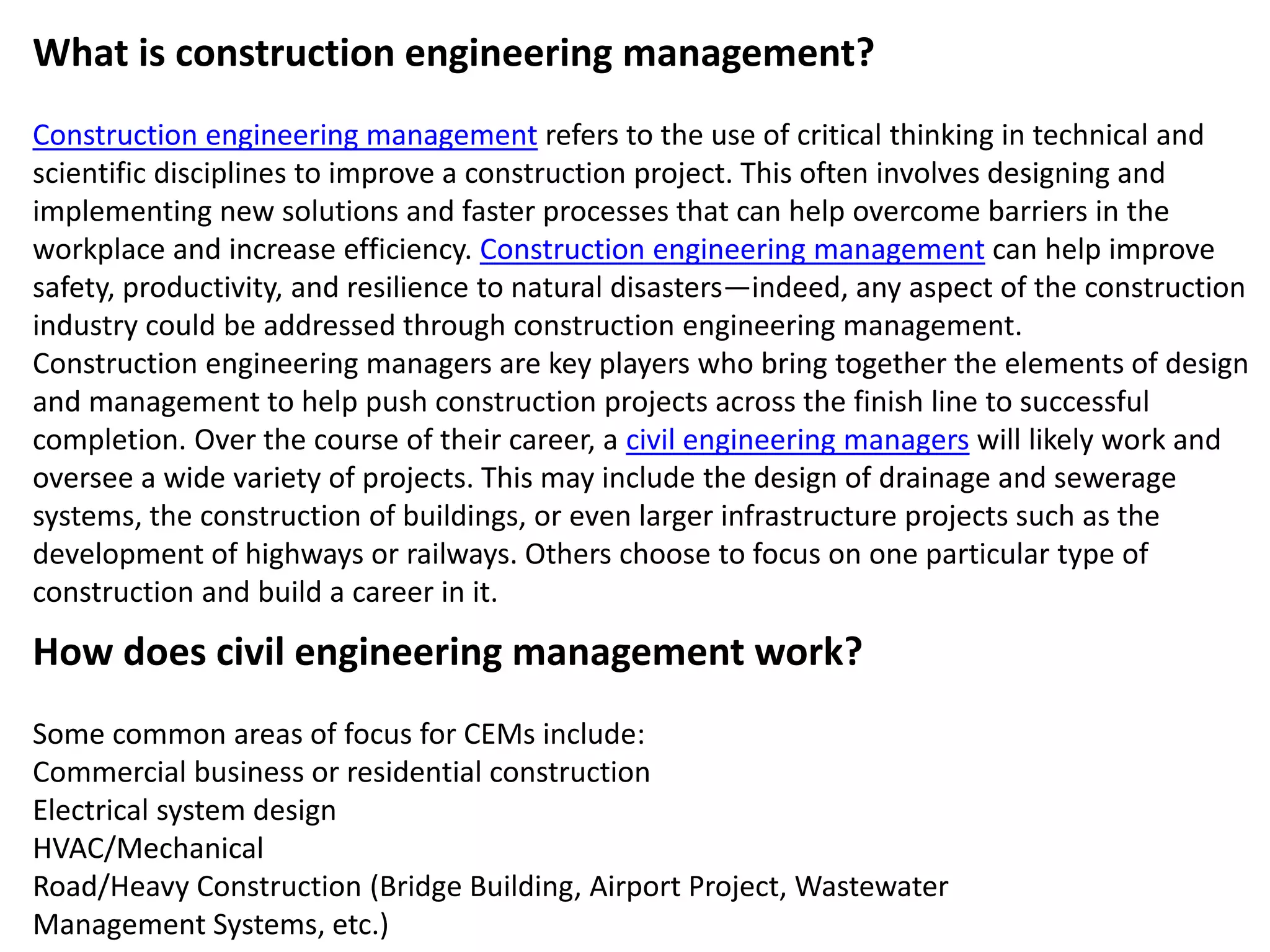 What is construction engineering management? | PPTX