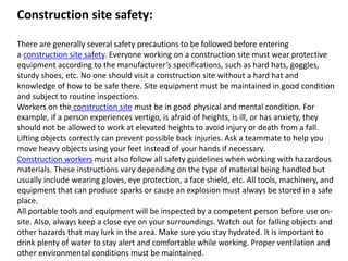 Construction site safety rules and regulations: | PPTX