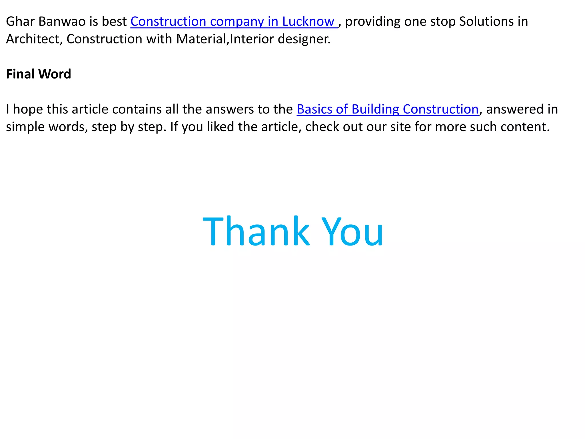 Basics of building construction | PPTX