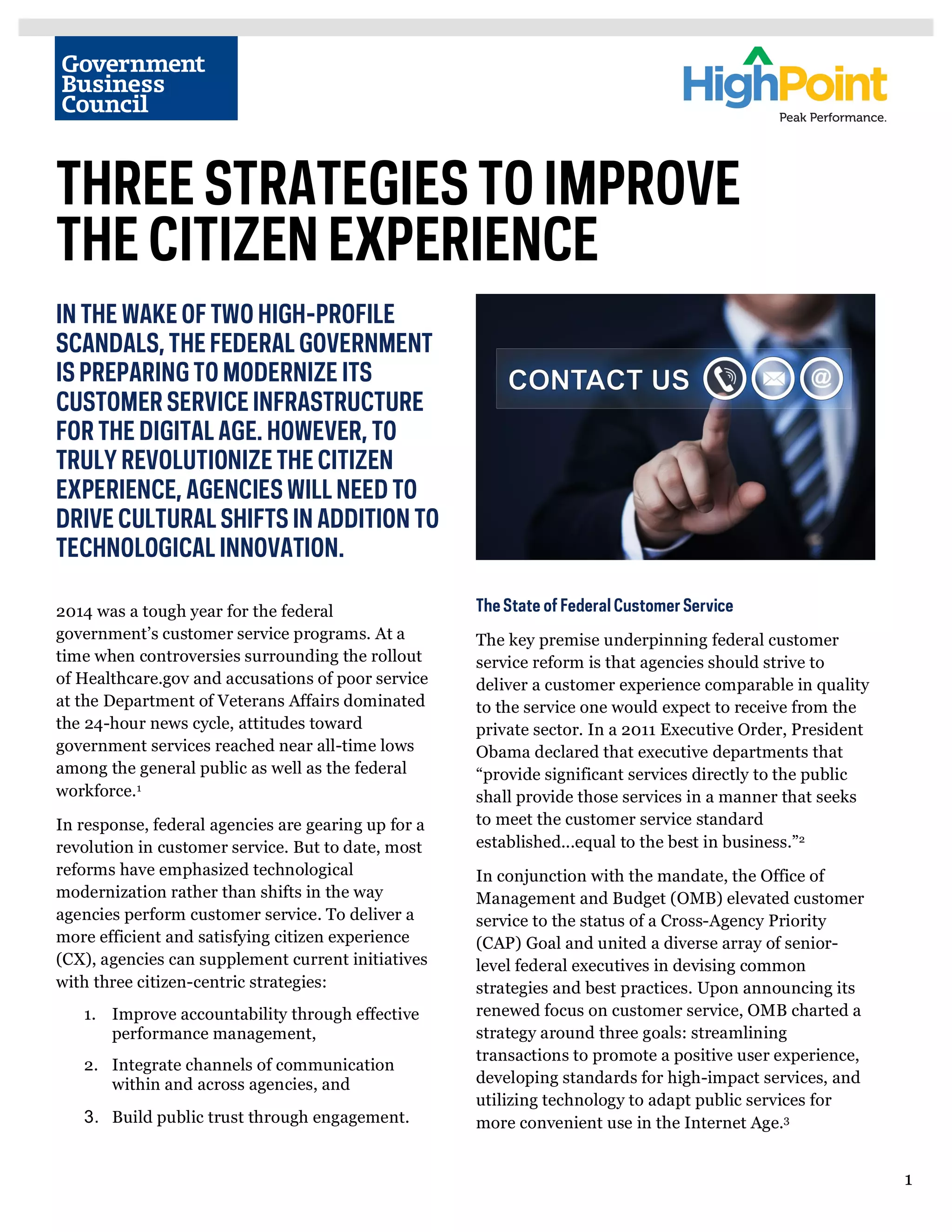 Three Strategies to Improve the Citizen Experience | PDF | Business | Business and Finance