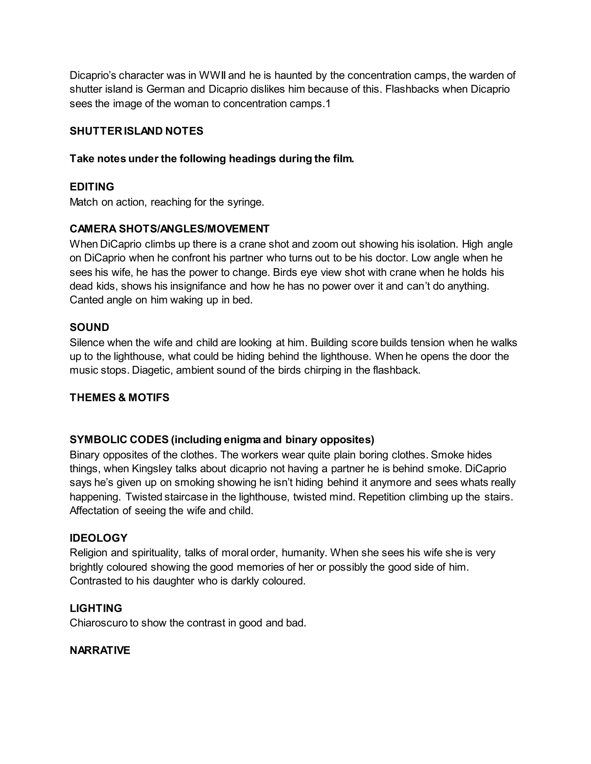Shutter island analysis | DOCX