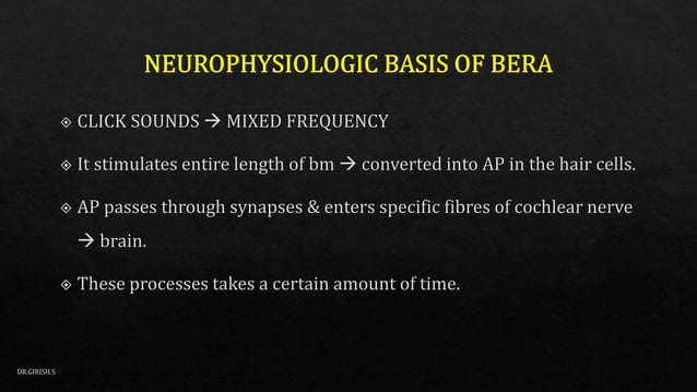 BRAINSTEM EVOKED RESPONSE AUDIOMETRY (BERA), AUDIOTORY BRAINSTEM ...