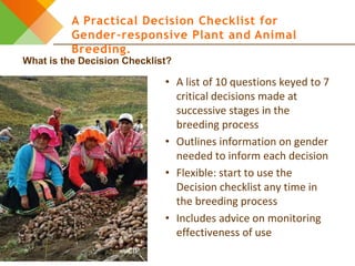 A practical decision checklist for gender-responsive plant and animal ...