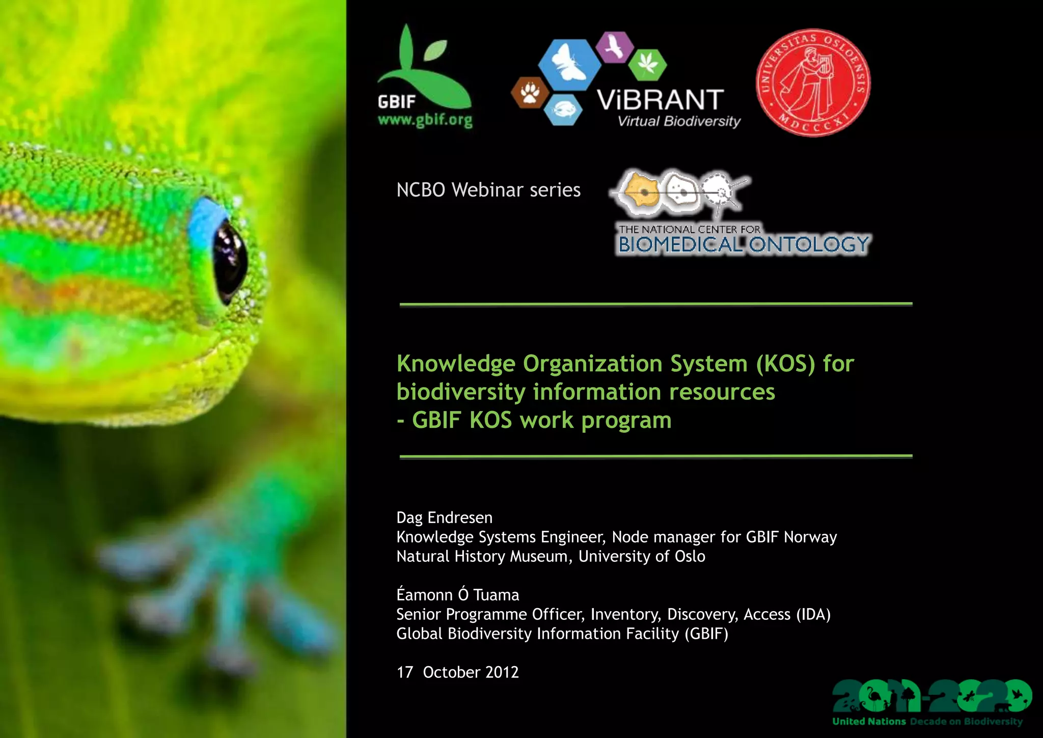 Knowledge Organization System (KOS) for biodiversity information ...