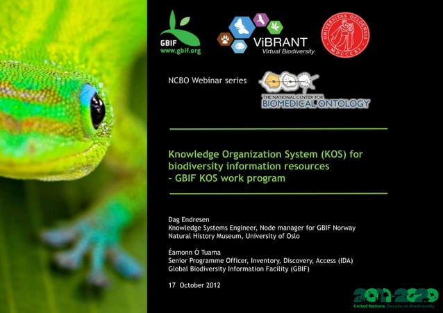 Knowledge Organization System (KOS) for biodiversity information ...
