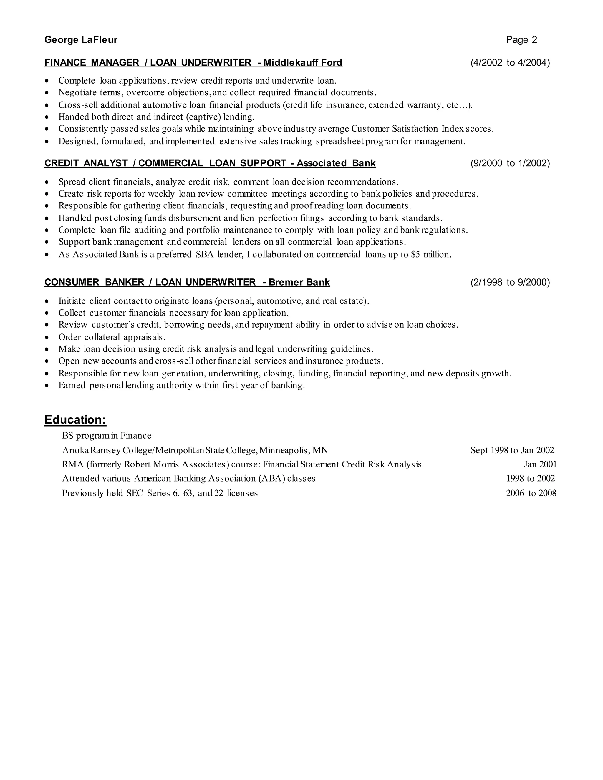 George LaFleur Resume | PDF
