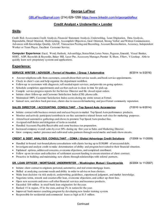 George LaFleur Resume | PDF