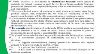 Green Business management material from unit o1 | PPTX