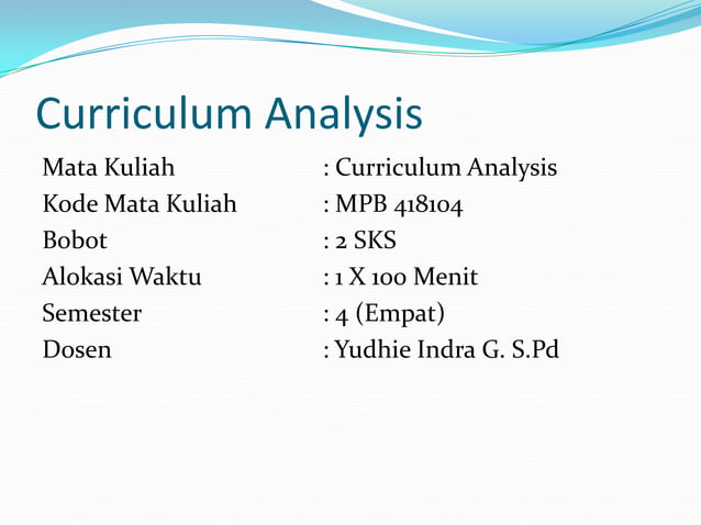 Curriculum Analysis Outline | PPTX