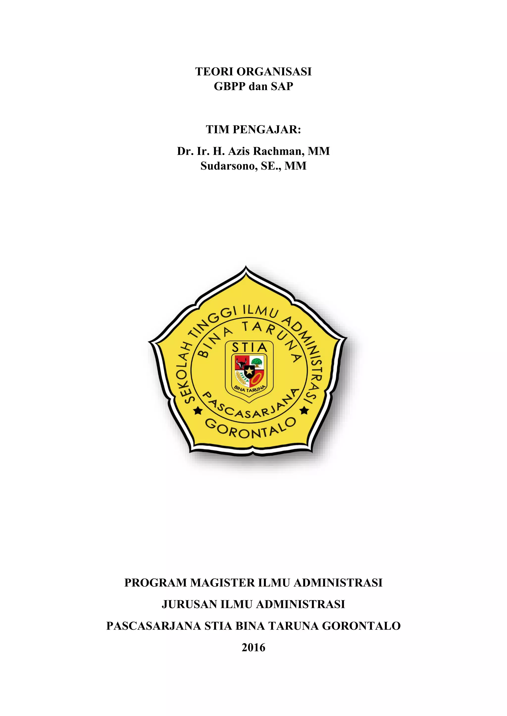 GBPP dan SAP Teori Organisasi | PDF