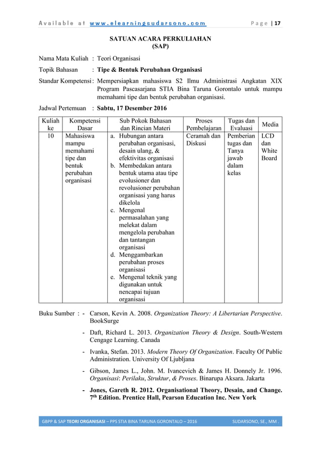 GBPP dan SAP Teori Organisasi | PDF