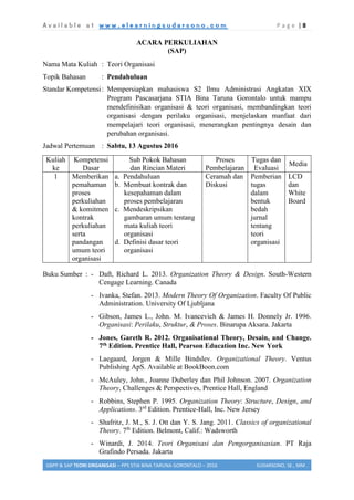 GBPP dan SAP Teori Organisasi | PDF