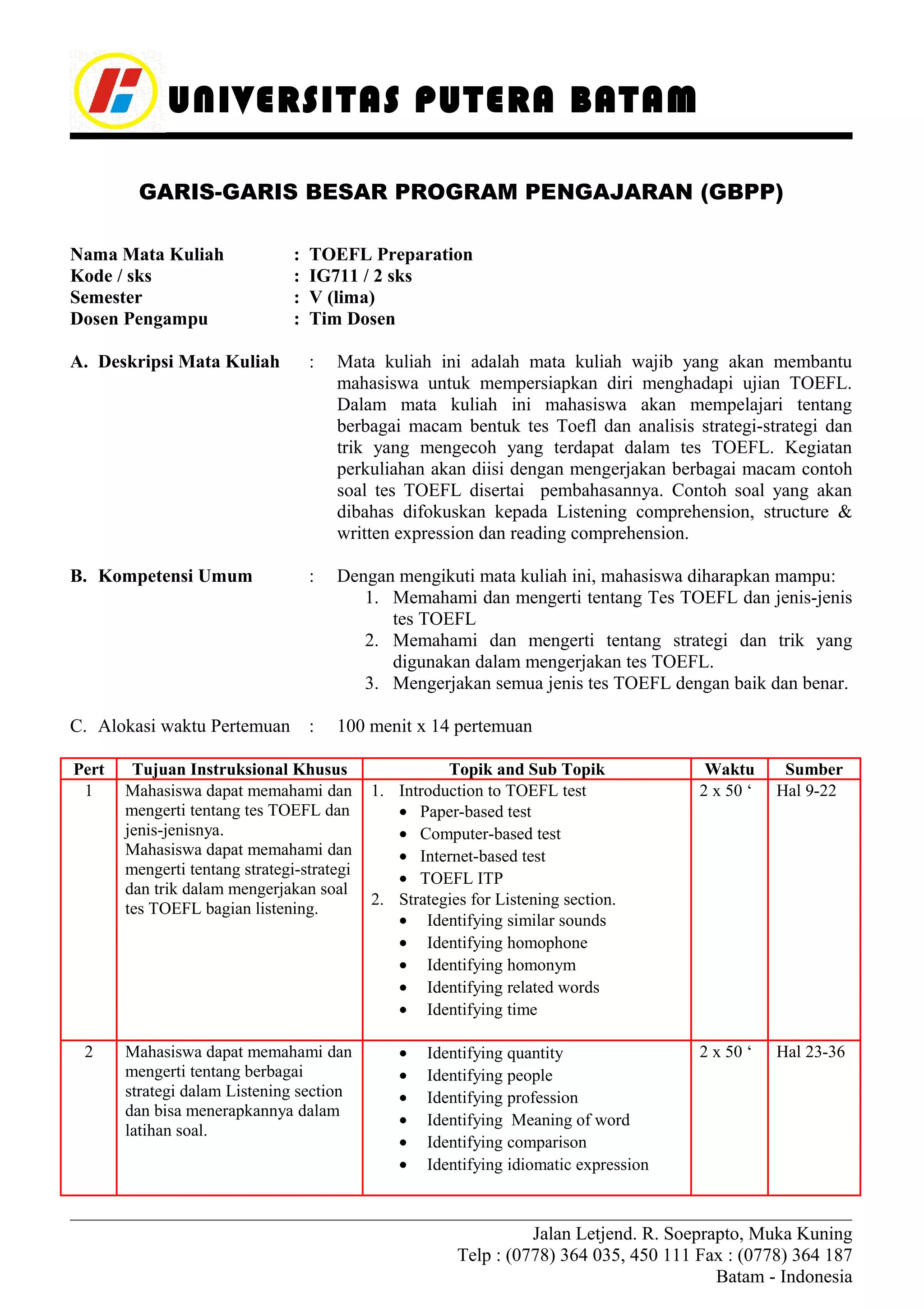 Gbpp toefl preparation | PDF