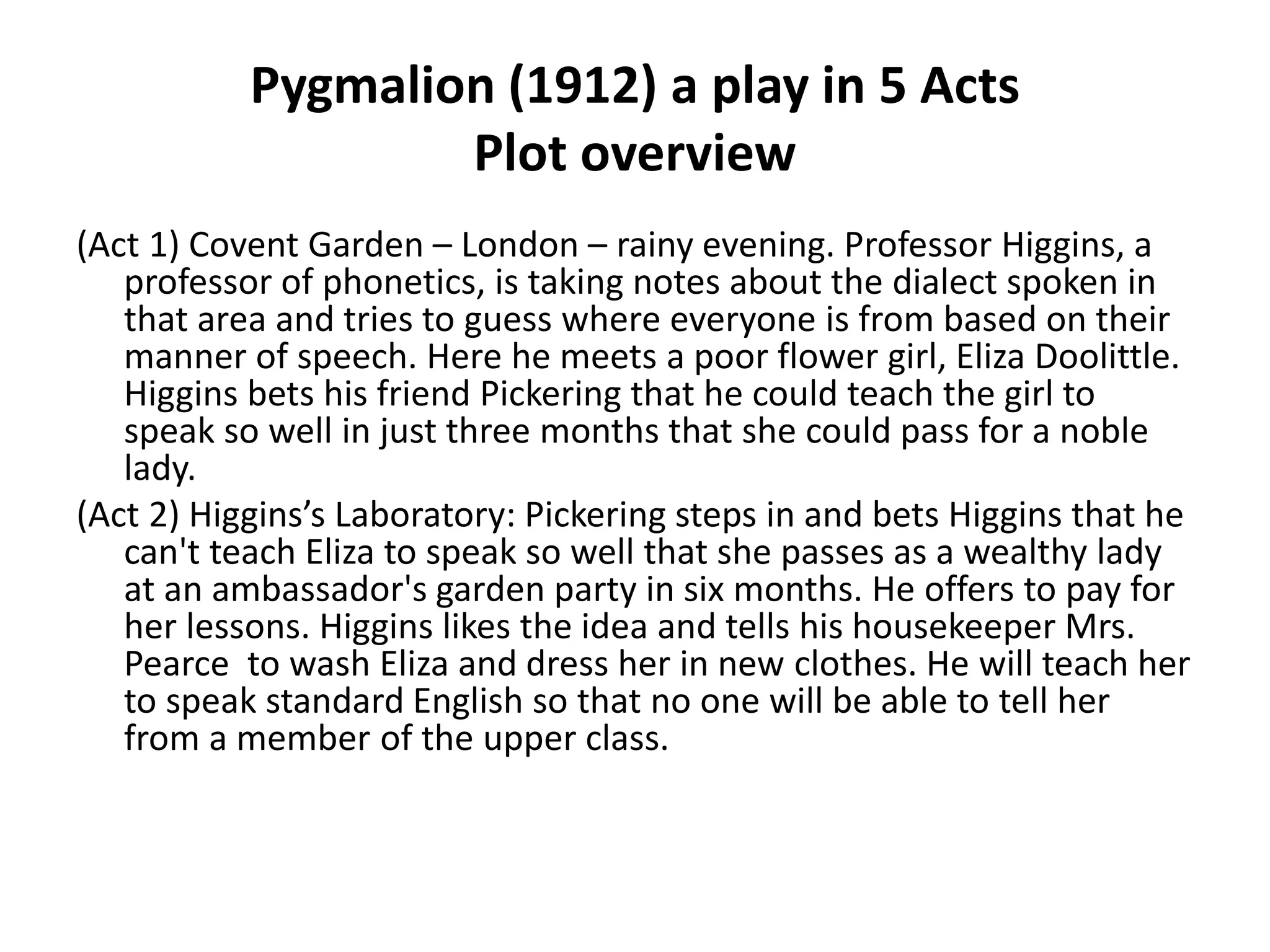 G . B. Shaw - Pygmalion | PPTX